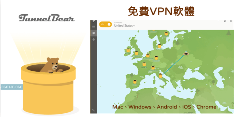TunnelBear 教學，評價不錯的免費VPN軟體！電腦/App/瀏覽器